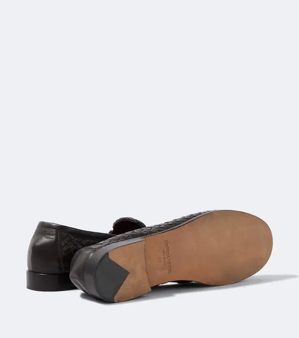 Bottega Veneta Silenzio Intrecciato Leather Loafers - Brown