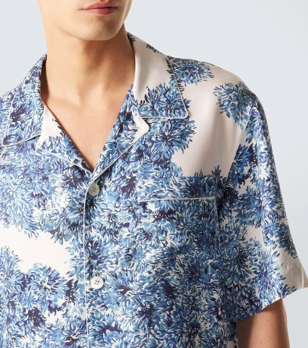 Givenchy Couture Seam Silk Twill Bowling Shirt