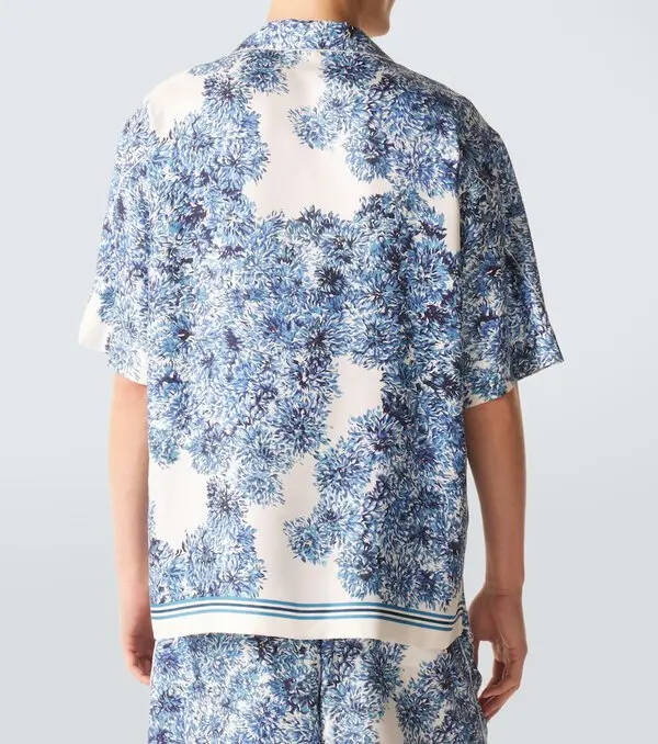 Givenchy Couture Seam Silk Twill Bowling Shirt