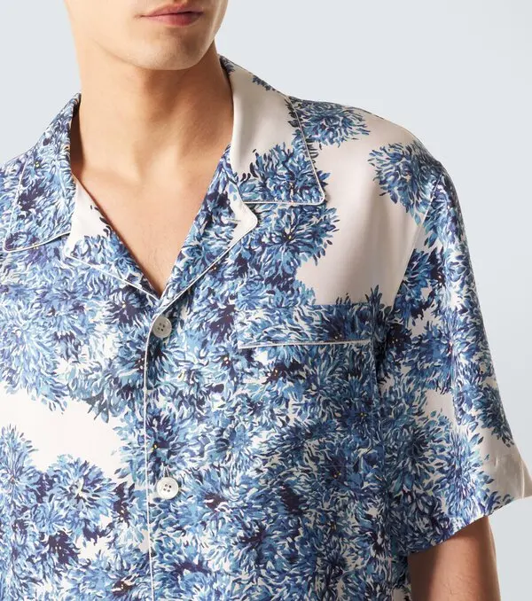 Givenchy Couture Seam Silk Twill Bowling Shirt