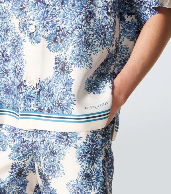 Givenchy Couture Seam Silk Twill Bowling Shirt