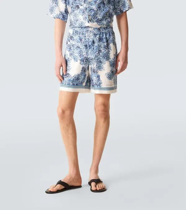 Givenchy Couture Seam Printed Silk Twill Shorts