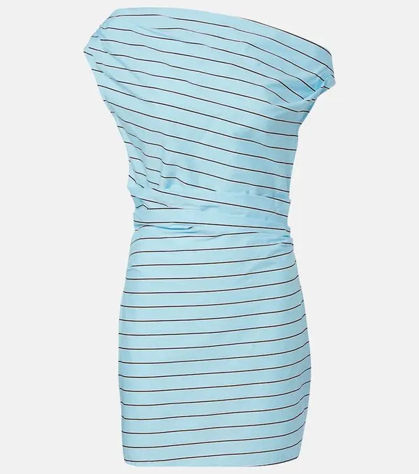 Staud Phare Striped Cotton Poplin Mini Dress - Blue