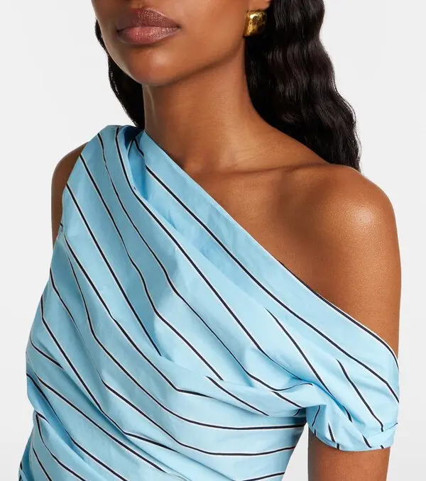 Staud Phare Striped Cotton Poplin Mini Dress - Blue