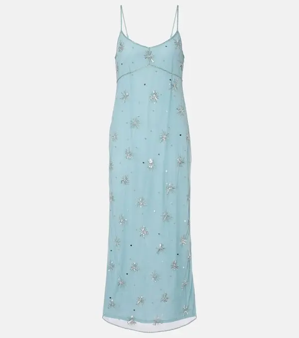Staud Elsa Embellished Midi Dress - Blue