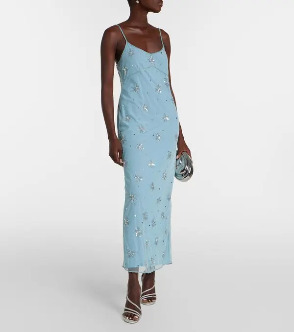 Staud Elsa Embellished Midi Dress