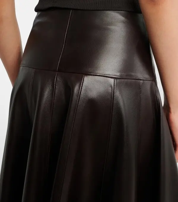 Nour Hammour Daria Leather Midi Skirt