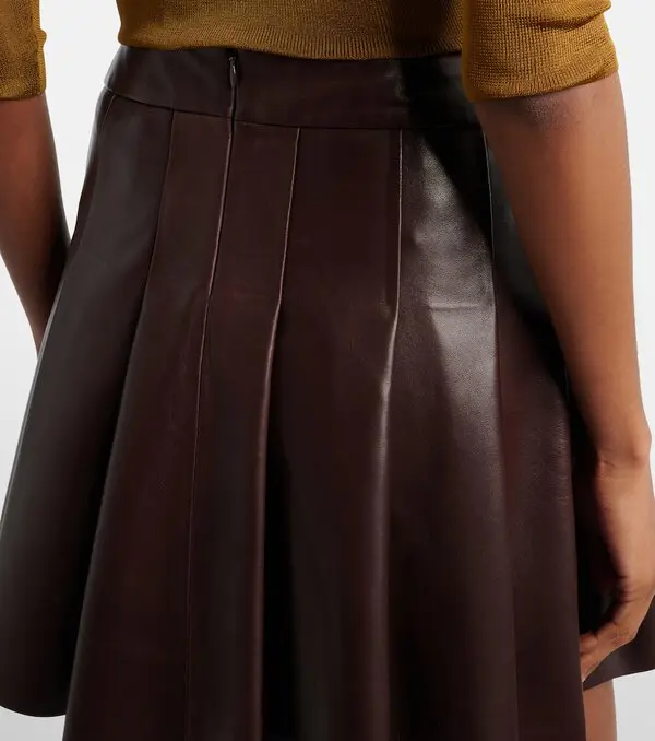 Nour Hammour Pleated Leather Miniskirt