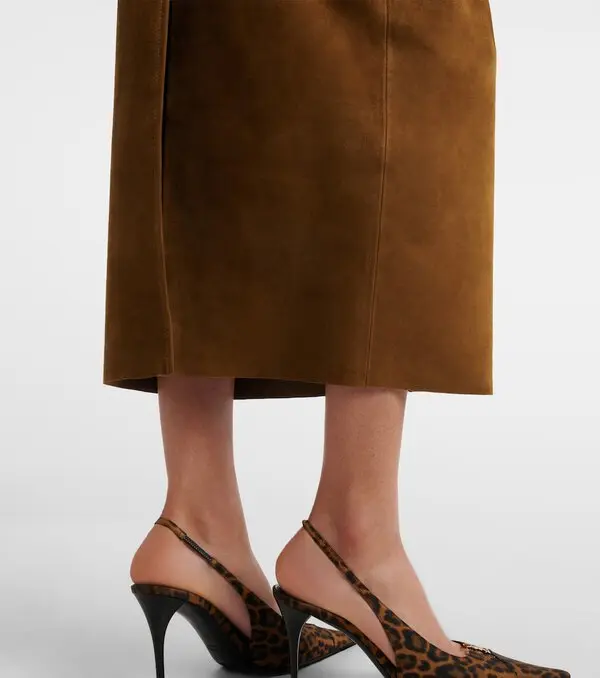 Nour Hammour Suede Midi Skirt - Brown