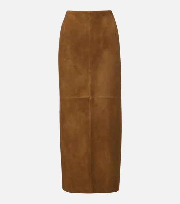 Nour Hammour Suede Midi Skirt - Brown