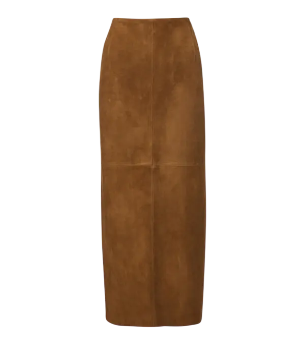 Nour Hammour Suede Midi Skirt - Brown