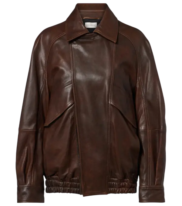 Nour Hammour Leather Bomber Jacket