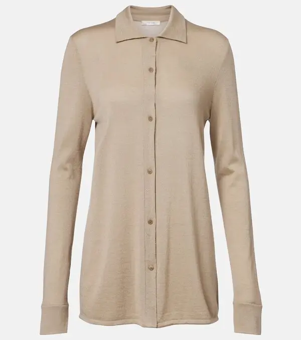 THE ROW Ocari Knitted Cashmere And Silk Shirt - Beige