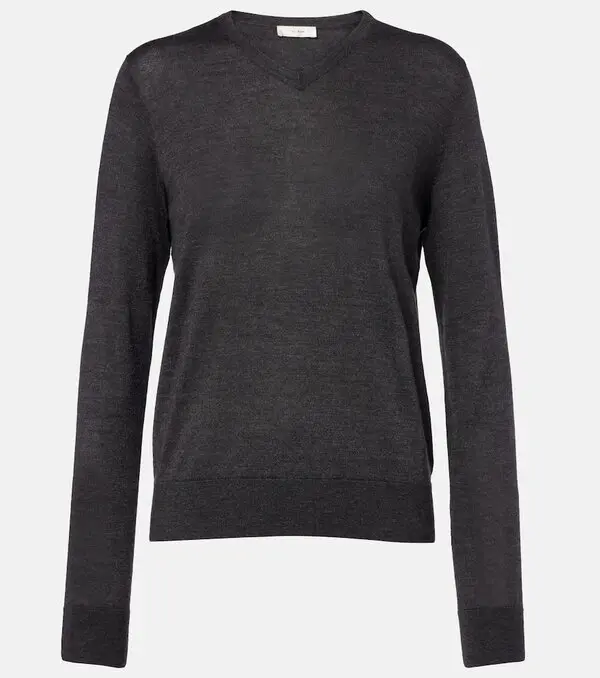 THE ROW Ondre Cashmere And Silk V-neck Sweater - Grey