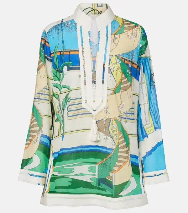 Tory Burch Printed Cotton Voile Tunic - Multicoloured