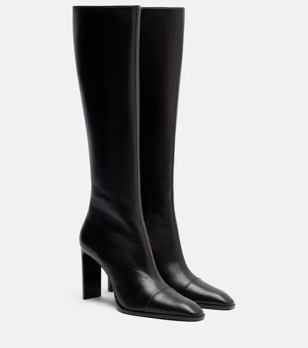 Saint Laurent Venetia Leather Knee-high Boots - Brown