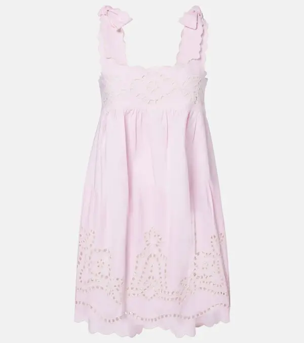 JULIET DUNN Broderie Anglaise Cotton Mini Dress - Pink