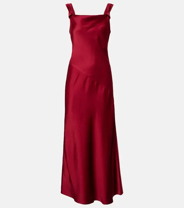 Max Mara Crêpe Satin Maxi Dress - Red