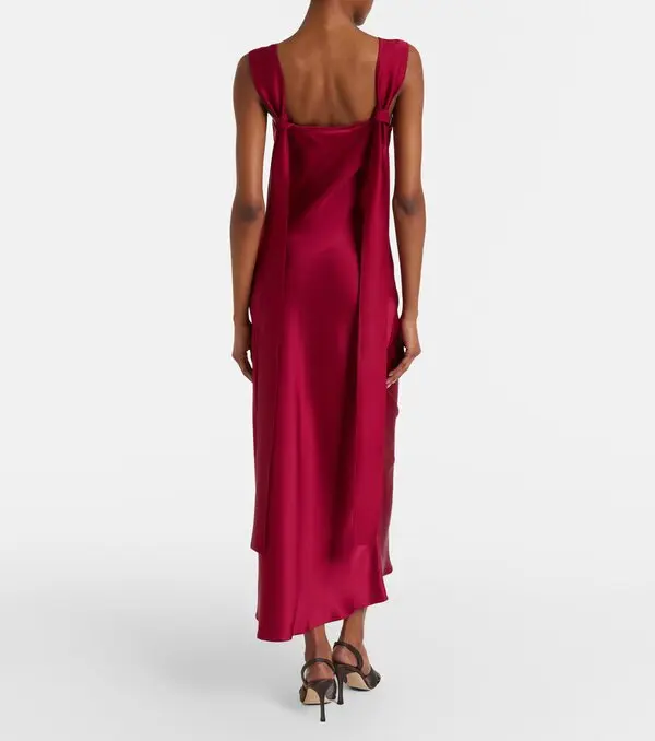 Max Mara Crêpe Satin Maxi Dress - Red