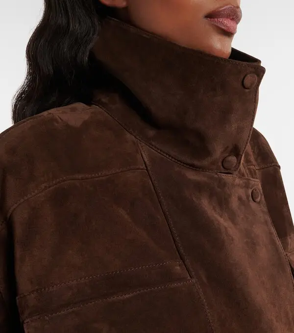 Saint Laurent Suede Belted Jacket - Brown