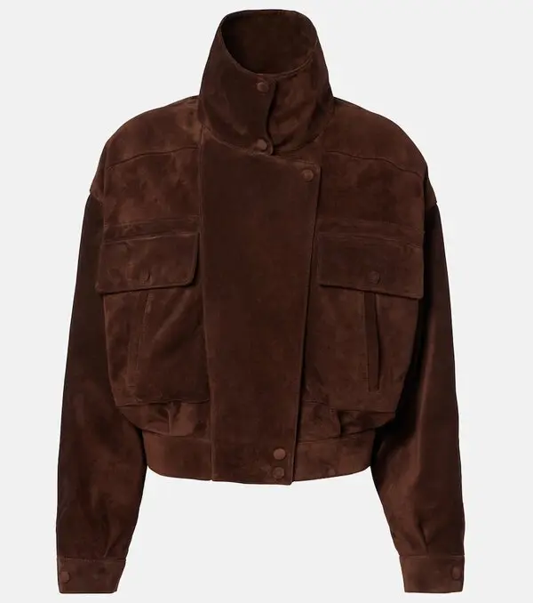 Saint Laurent Suede Belted Jacket - Brown
