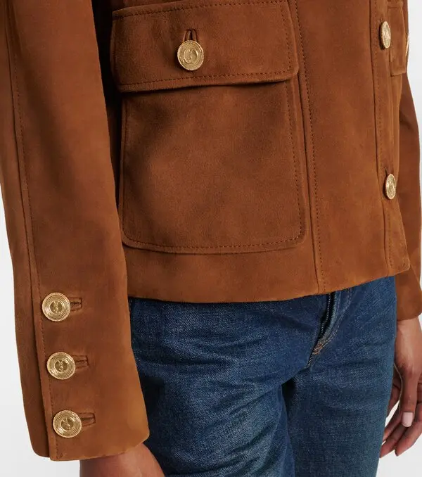 Saint Laurent Suede Belted Jacket - Brown