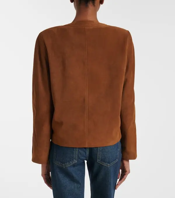 Saint Laurent Suede Belted Jacket - Brown