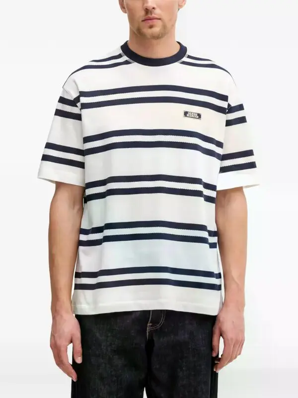 Guess Horizontal-stripe Logo-patch T-shirt