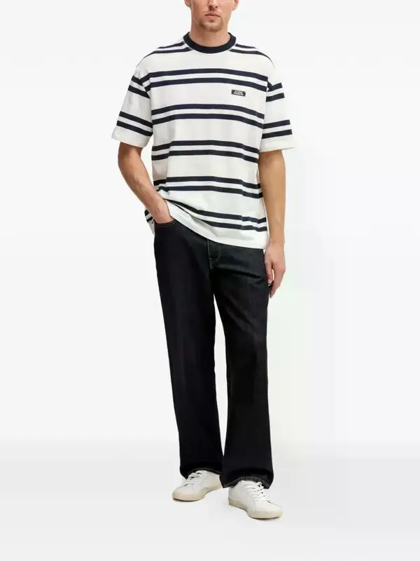 Guess Horizontal-stripe Logo-patch T-shirt