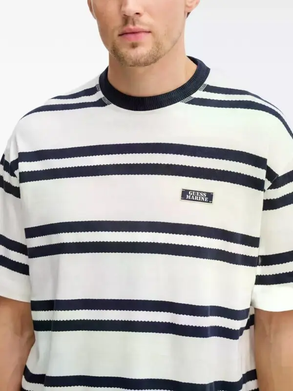 Guess Horizontal-stripe Logo-patch T-shirt
