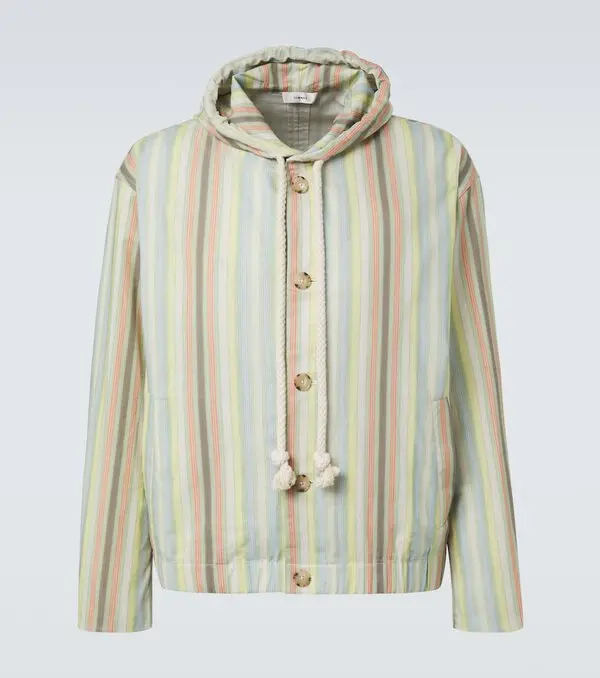 Commas Striped Hooded Hemp And Cotton Jacket