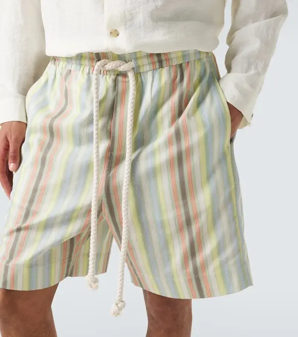 Commas Name Striped Hemp And Cotton Bermuda Shorts