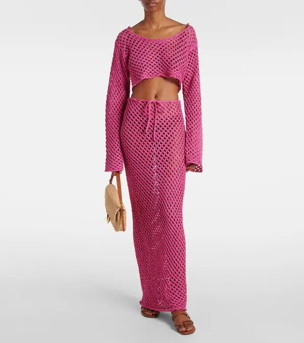 BANANHOT Magen Crochet Maxi Skirt - Pink