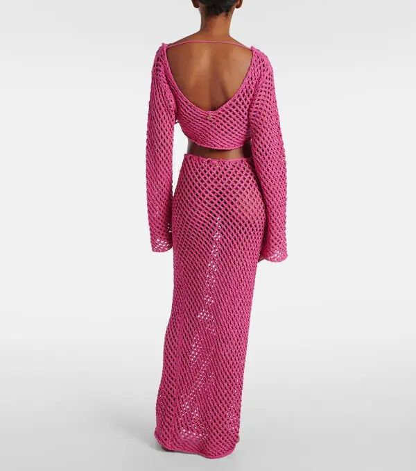 BANANHOT Magen Crochet Maxi Skirt - Pink