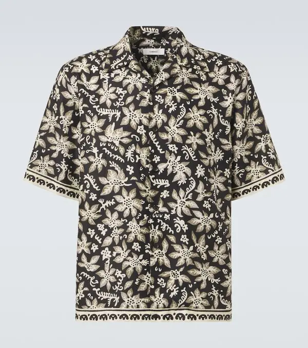 Commas Printed Cotton And Silk Bowling Shirt - Black