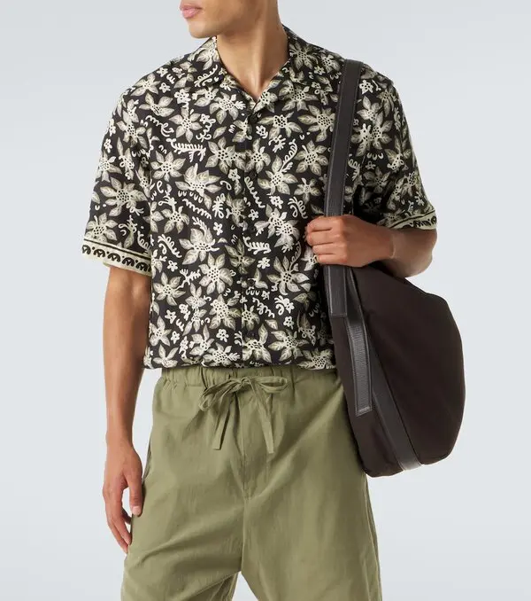 Commas Printed Cotton And Silk Bowling Shirt - Black