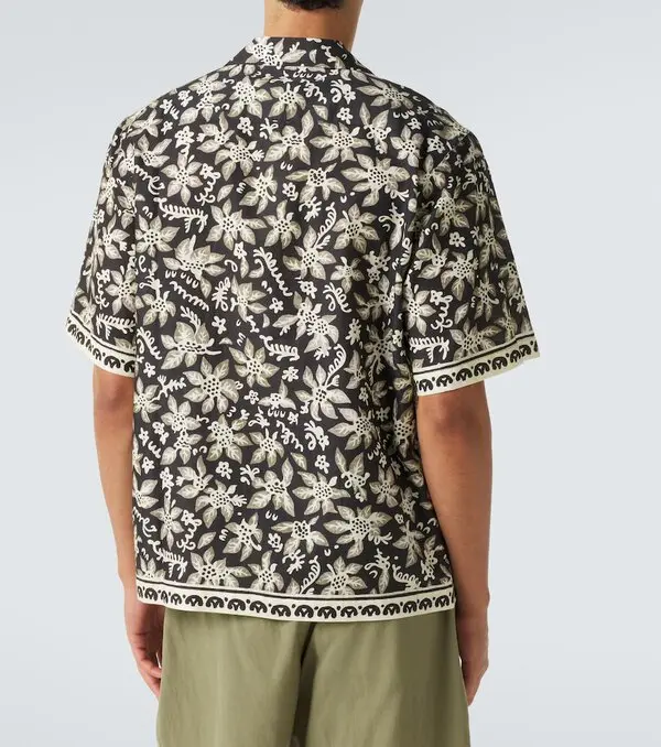 Commas Printed Cotton And Silk Bowling Shirt - Black