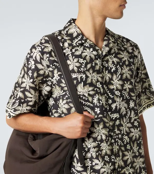 Commas Printed Cotton And Silk Bowling Shirt - Black