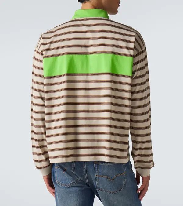 Versace Striped Cotton Jersey Polo Shirt