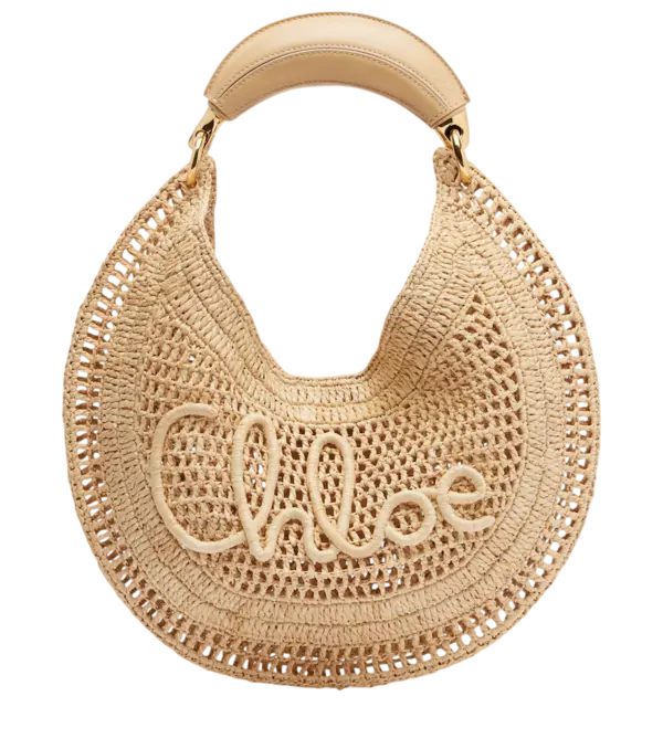Chloé Summer Banana Raffia Shoulder Bag - Beige
