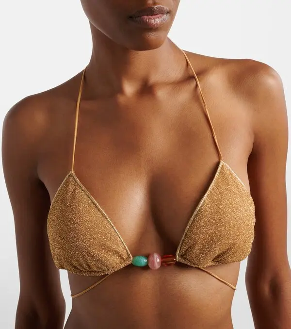 Oseree Lumière Beaded Bikini - Gold