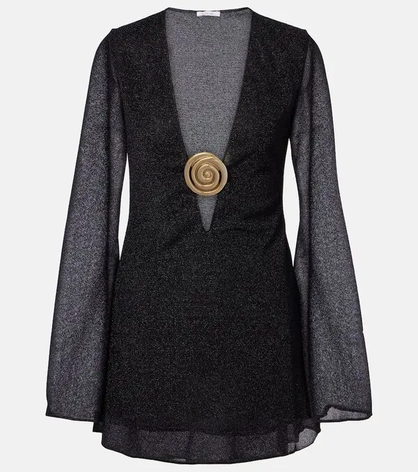 Oseree Lumière Metallic Mini Dress - Black