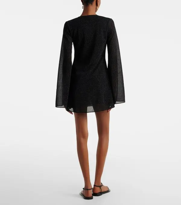 Oseree Lumière Metallic Mini Dress - Black