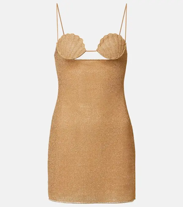 Oseree Lumière Metallic Mini Dress - Gold