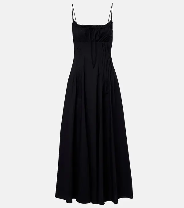 Staud Margi Cotton Poplin Midi Dress - Black