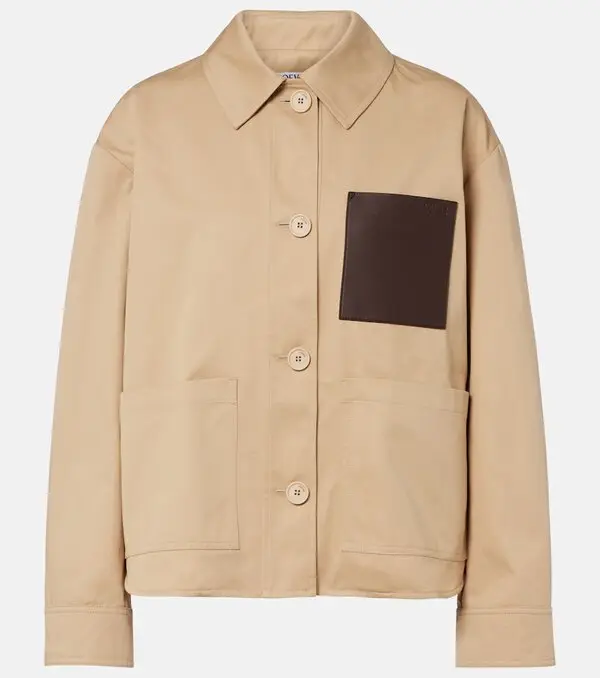Loewe Leather-trimmed Cotton Jacket - Beige