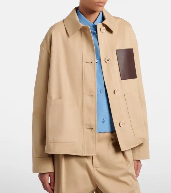 Loewe Leather-trimmed Cotton Jacket - Beige