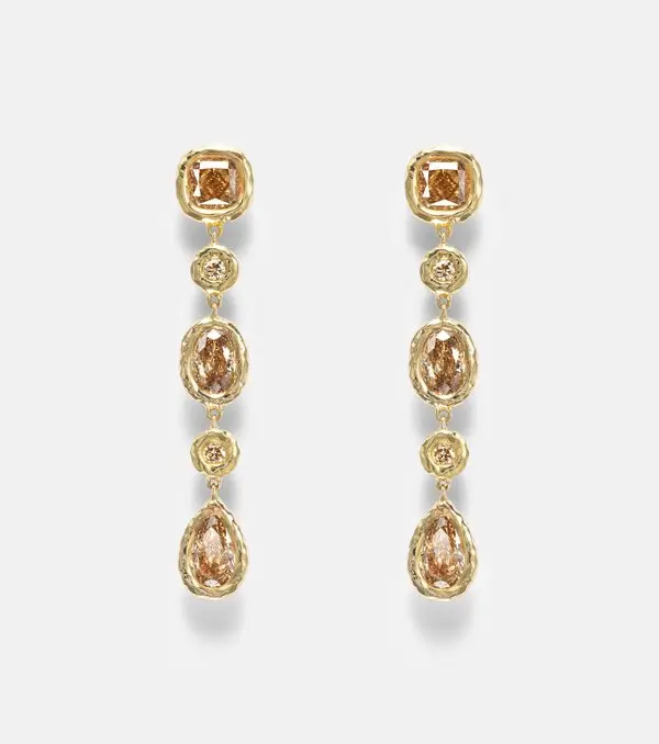 OCTAVIA ELIZABETH Nesting Gem 18kt Yellow Diamond Drop Earrings - Gold