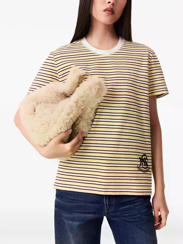Stella McCartney Striped Logo Patch T-shirt - Yellow