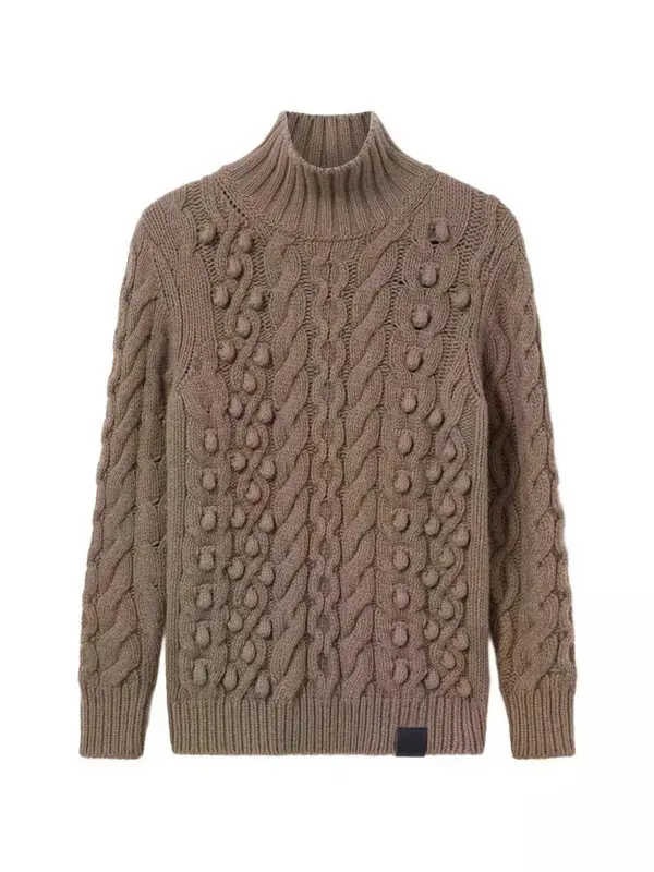 Stella McCartney Cable Knit Bobble Detail Sweater - Brown